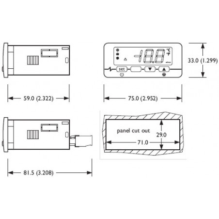 EVCO EV203N7 Panel Mounted Freezer Controller 230VAC